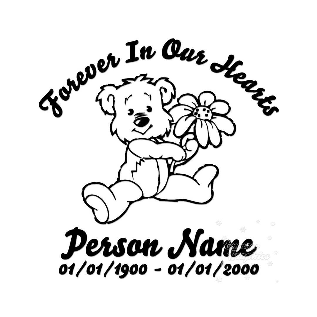 Custom in Loving Memory Memorial Teddy Bear Daisy Flower Die Cut Decal ...