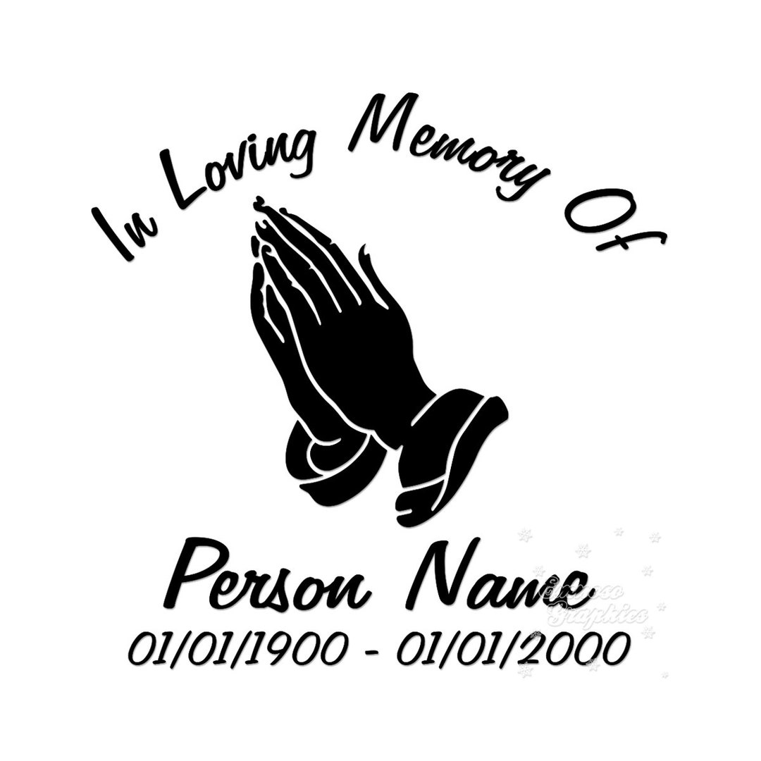 Custom in Loving Memory Memorial Praying Hands Christian Die Cut Decal ...