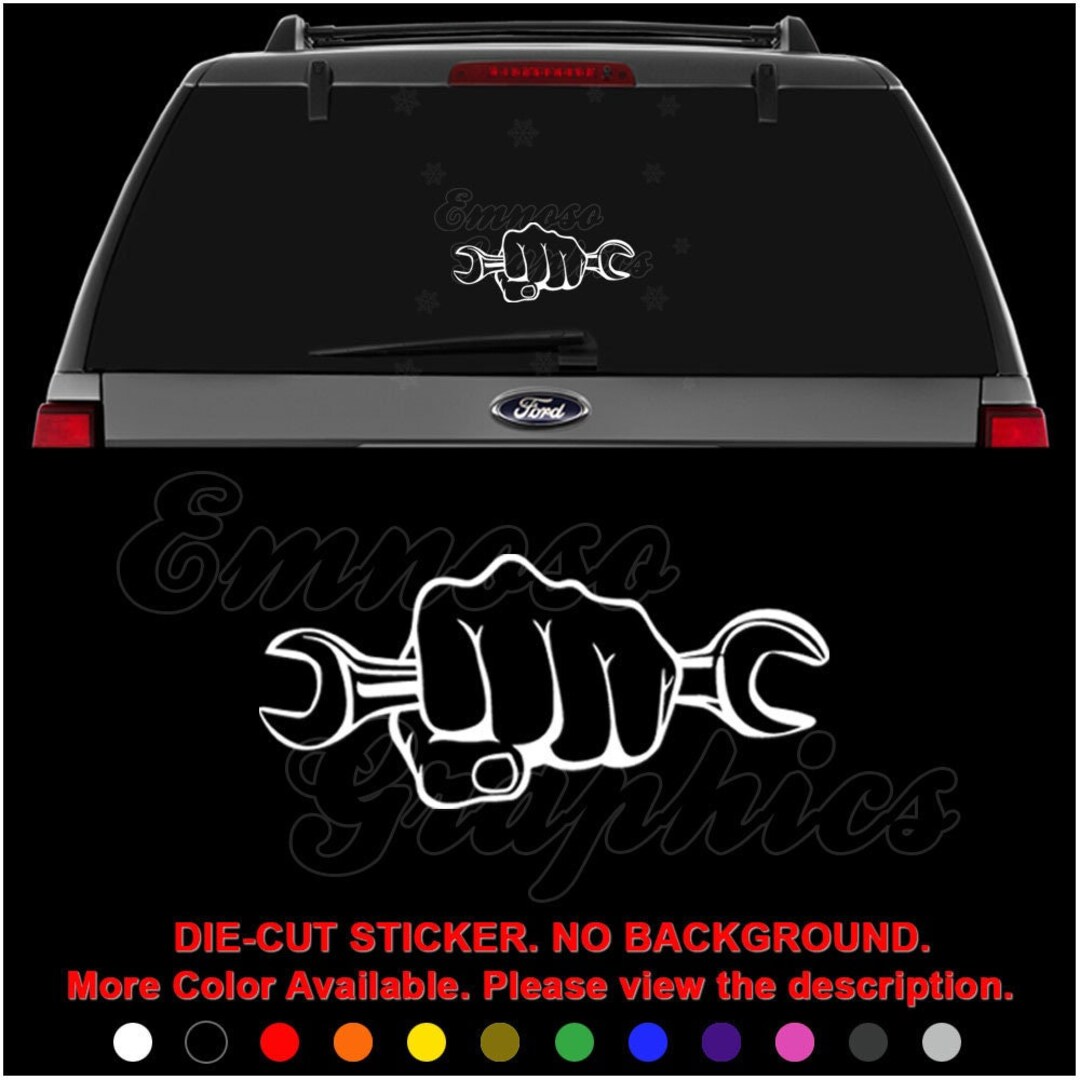 Mechanic Wrench Grip Mechanic Decal Sticker for Car, Truck, Motorcycle ...