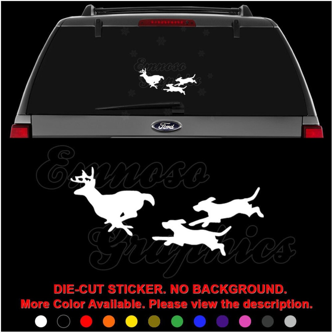 Dog Chasing Deer Buck Hunting Decal Sticker for Car, Truck, Motorcycle ...