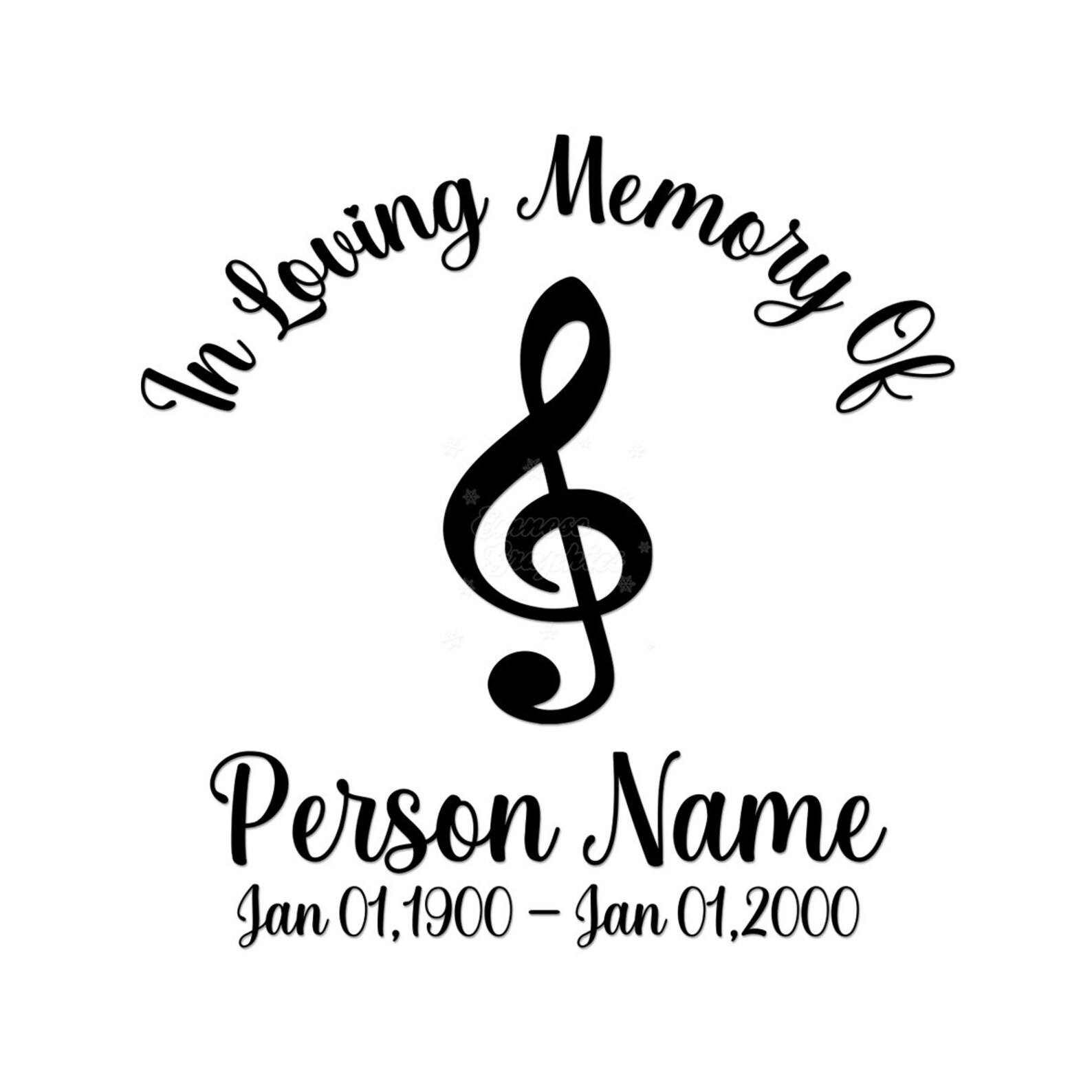 Custom in Loving Memory Memorial Treble Clef Music Note Die Cut Decal ...