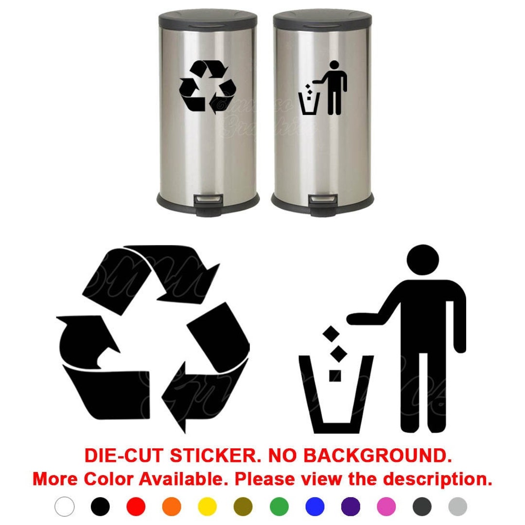 Recycle Trash Sign Recycling Waste Basket Bin 1 Set Decal Sticker for ...