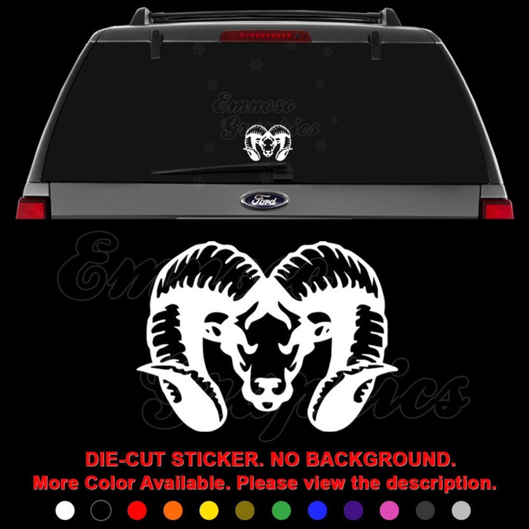 Ram Head Huge Horn Animal Decal Sticker for Car, Truck, Motorcycle ...