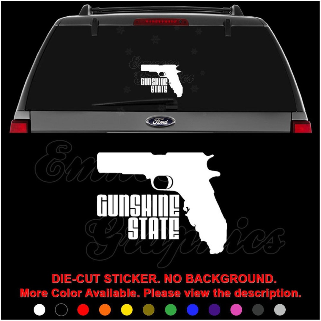 Florida Gunshine State Pistol Gun 2nd Amendment Decal Sticker for Car ...