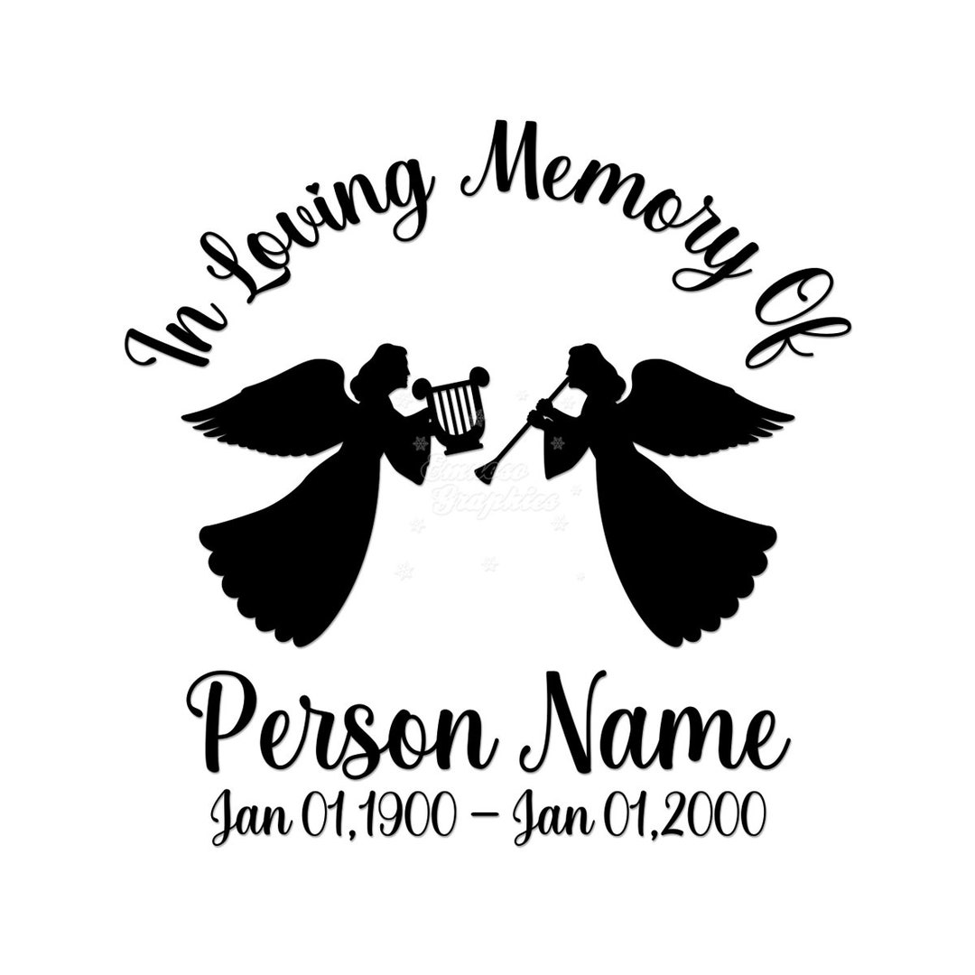 Custom in Loving Memory Memorial Angels Harp Trumpet Die Cut Decal ...