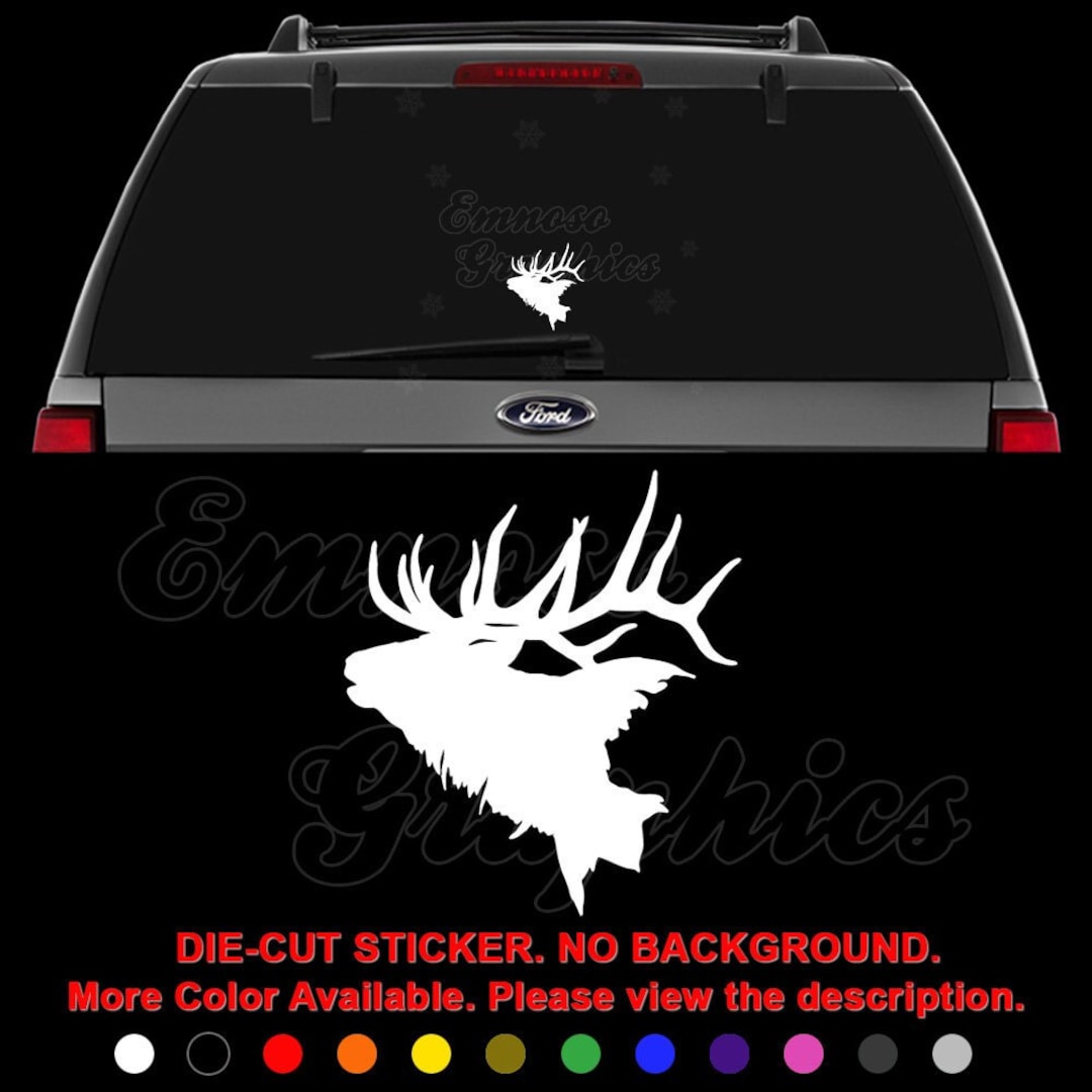Elk Head Antlers Hunting Animal Wildlife Decal Sticker for Car, Truck ...