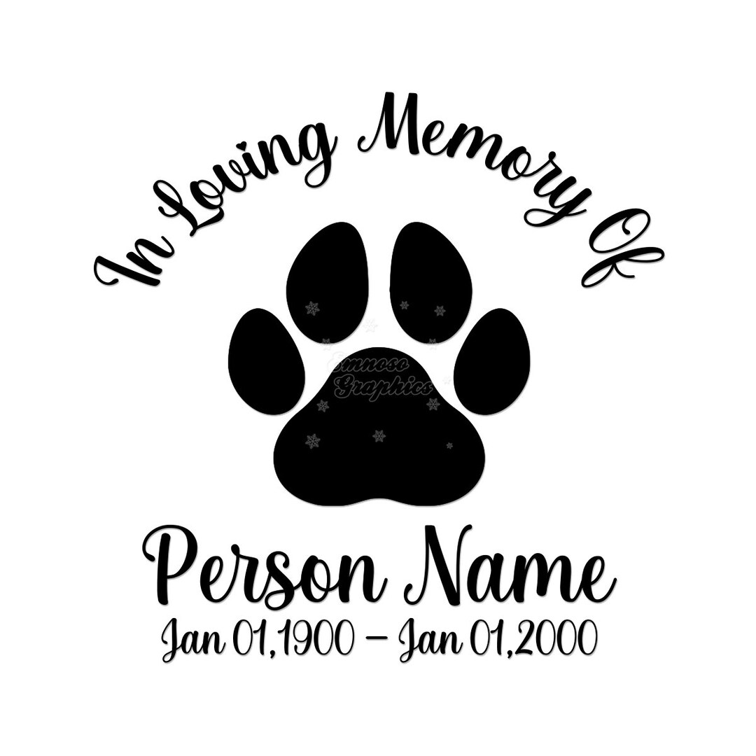 Custom in Loving Memory Memorial Dog Paw Pet Lover Die Cut Decal ...