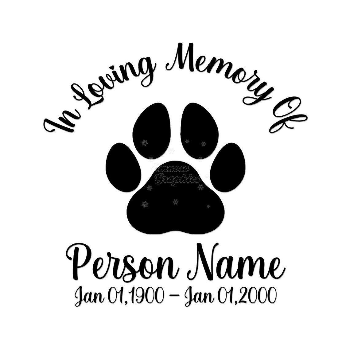 Custom in Loving Memory Memorial Dog Paw Pet Lover Die Cut - Etsy