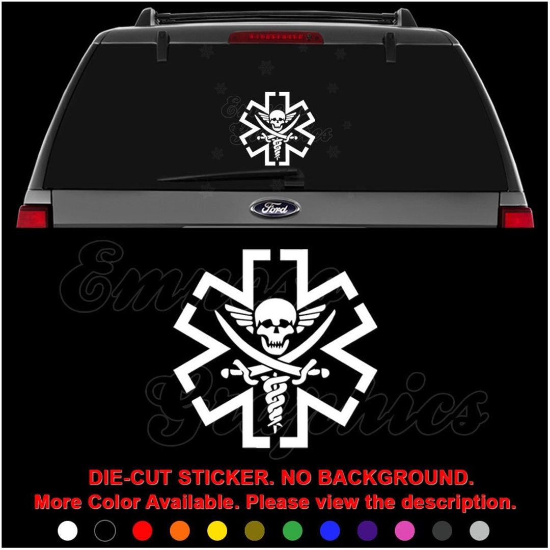 EMT Medical Pirate Skull Star of Life Decal Sticker for Car - Etsy