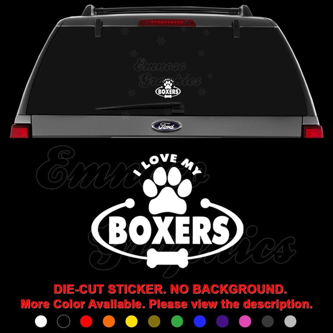I Love My Boxers Dog Paw Print Bone Pet Decal Sticker for Car, Truck ...