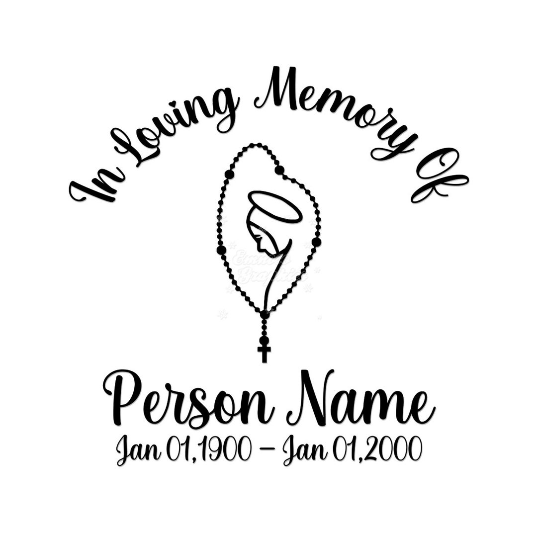 Custom in Loving Memory Memorial Virgin Mary Rosary Catholic Die Cut ...