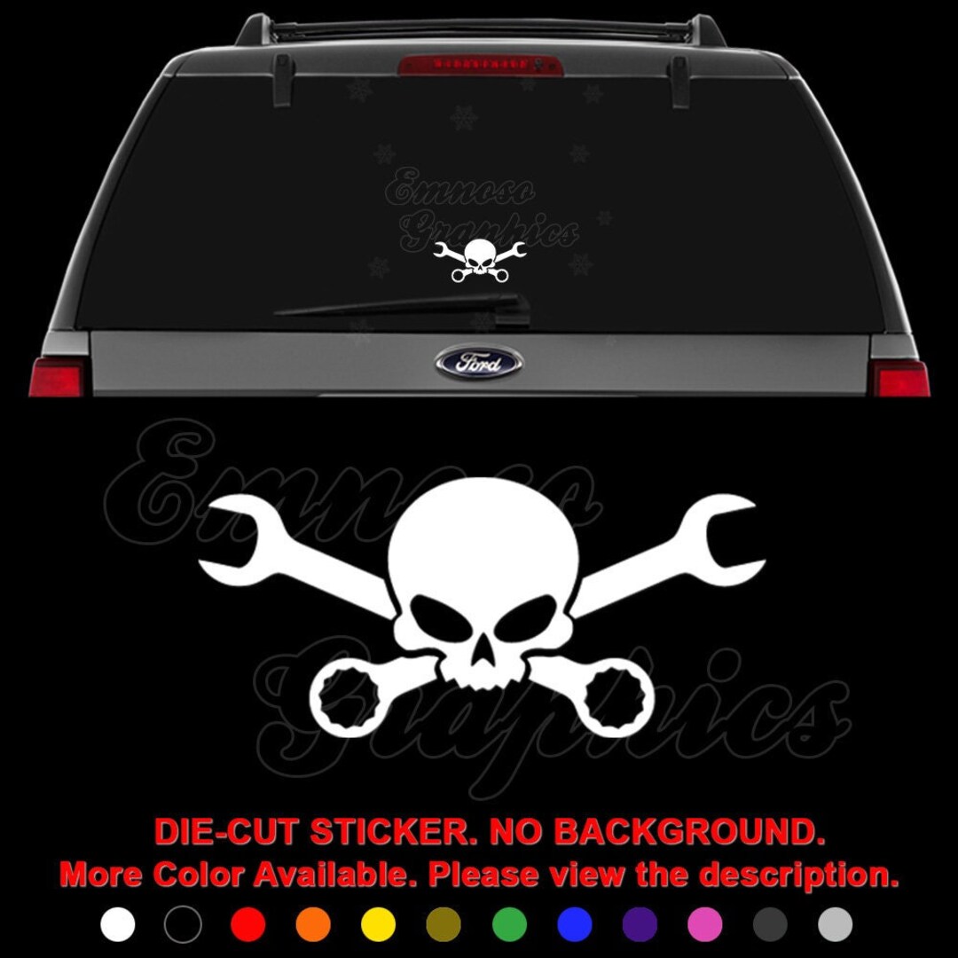 Cross Wrench Mechanic Death Skull Decal Sticker for Car, Truck ...