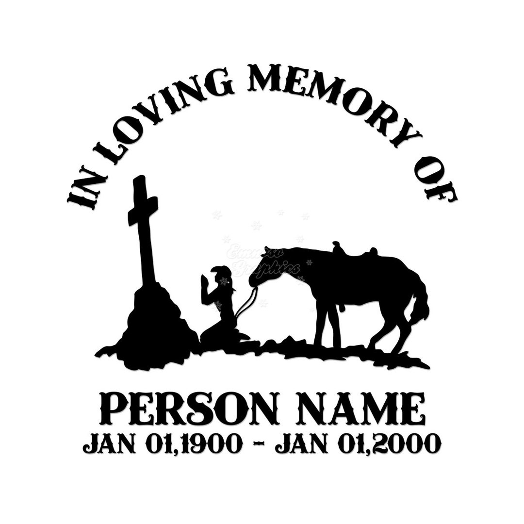 Custom in Loving Memory Memorial Cross Christian Cowgirl Die Cut Decal ...