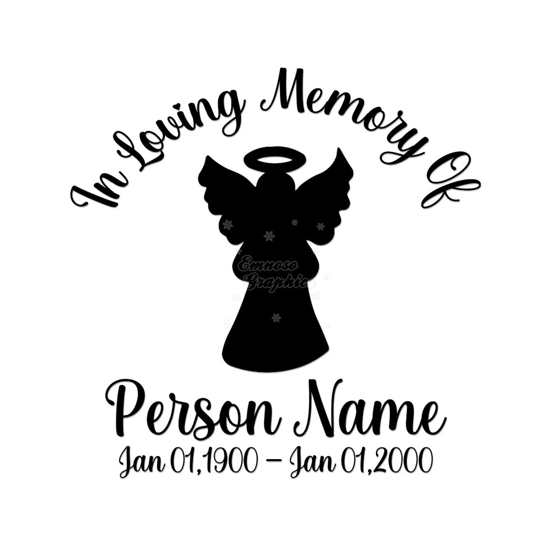 Custom in Loving Memory Memorial Angel Wings Halo Die Cut Decal Sticker ...