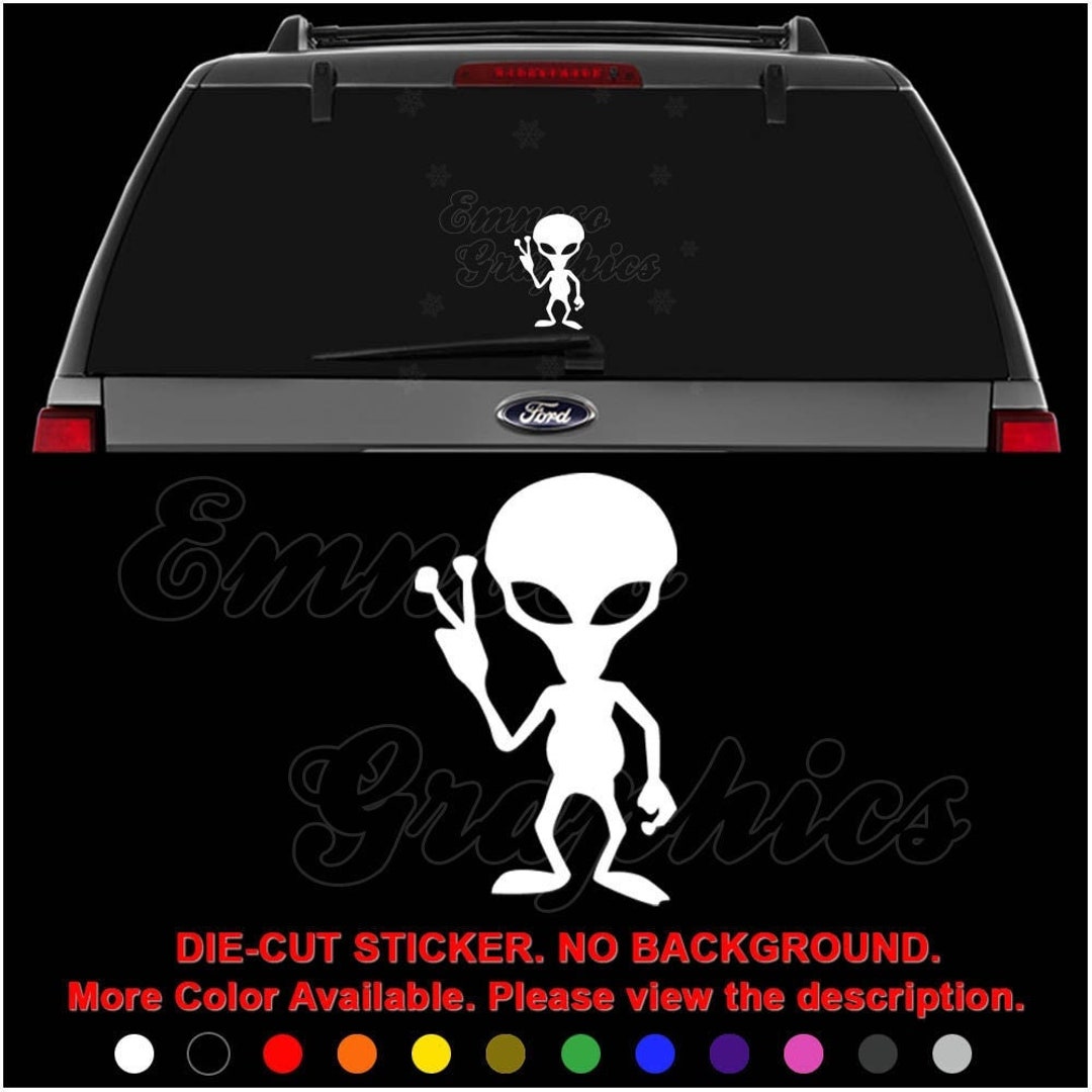 Space Alien Peace Sign Decal Sticker for Car, Truck, Motorcycle ...