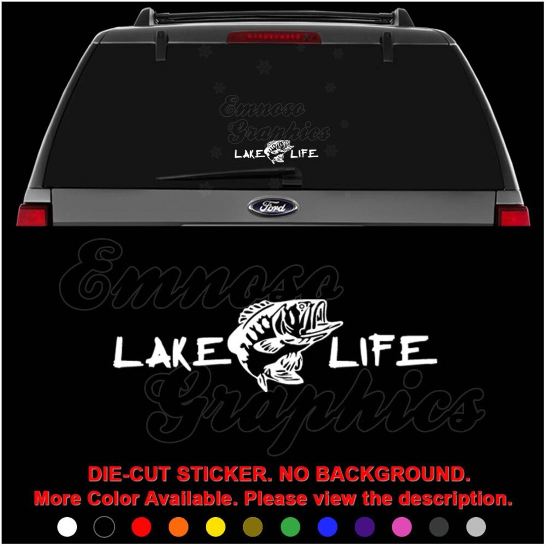 Lake Life Bass Fishing Fish Decal Sticker for Car, Truck, Motorcycle ...