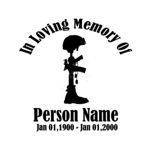 Custom in Loving Memory Memorial Fallen Soldier Military Cross Die Cut ...
