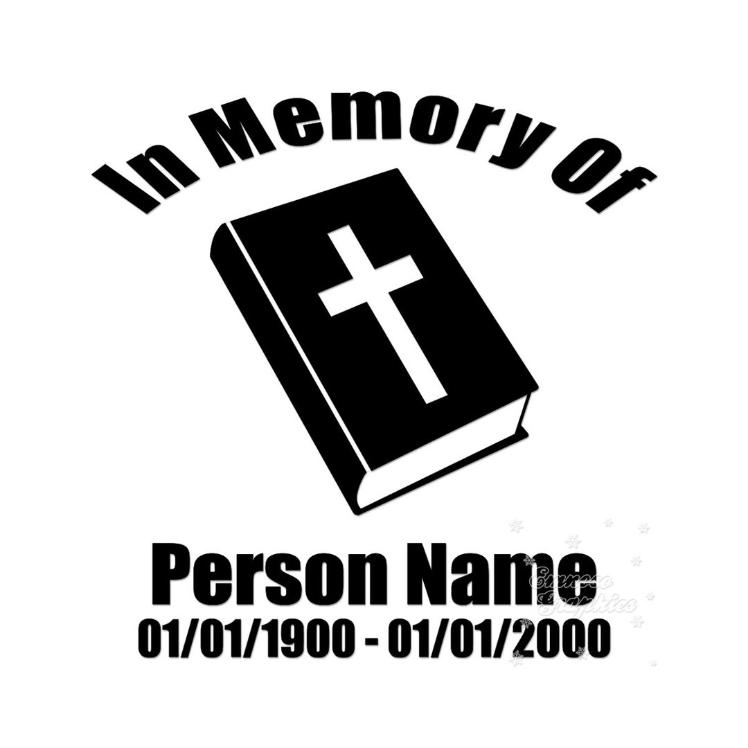 Custom in Loving Memory Memorial Christian Cross Bible Die Cut Decal ...
