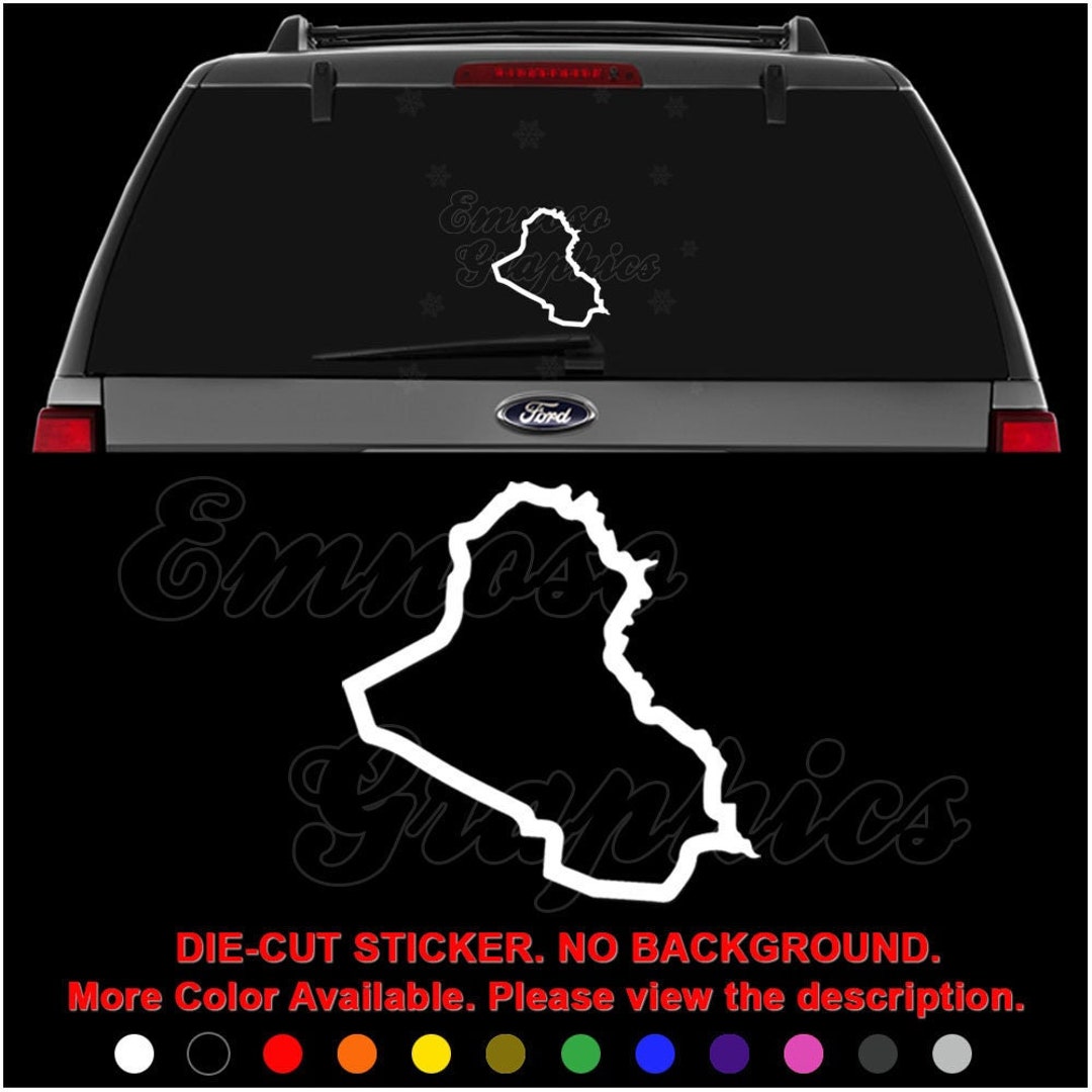 Iraq Country Map Outline Decal Sticker for Car, Truck, Motorcycle ...