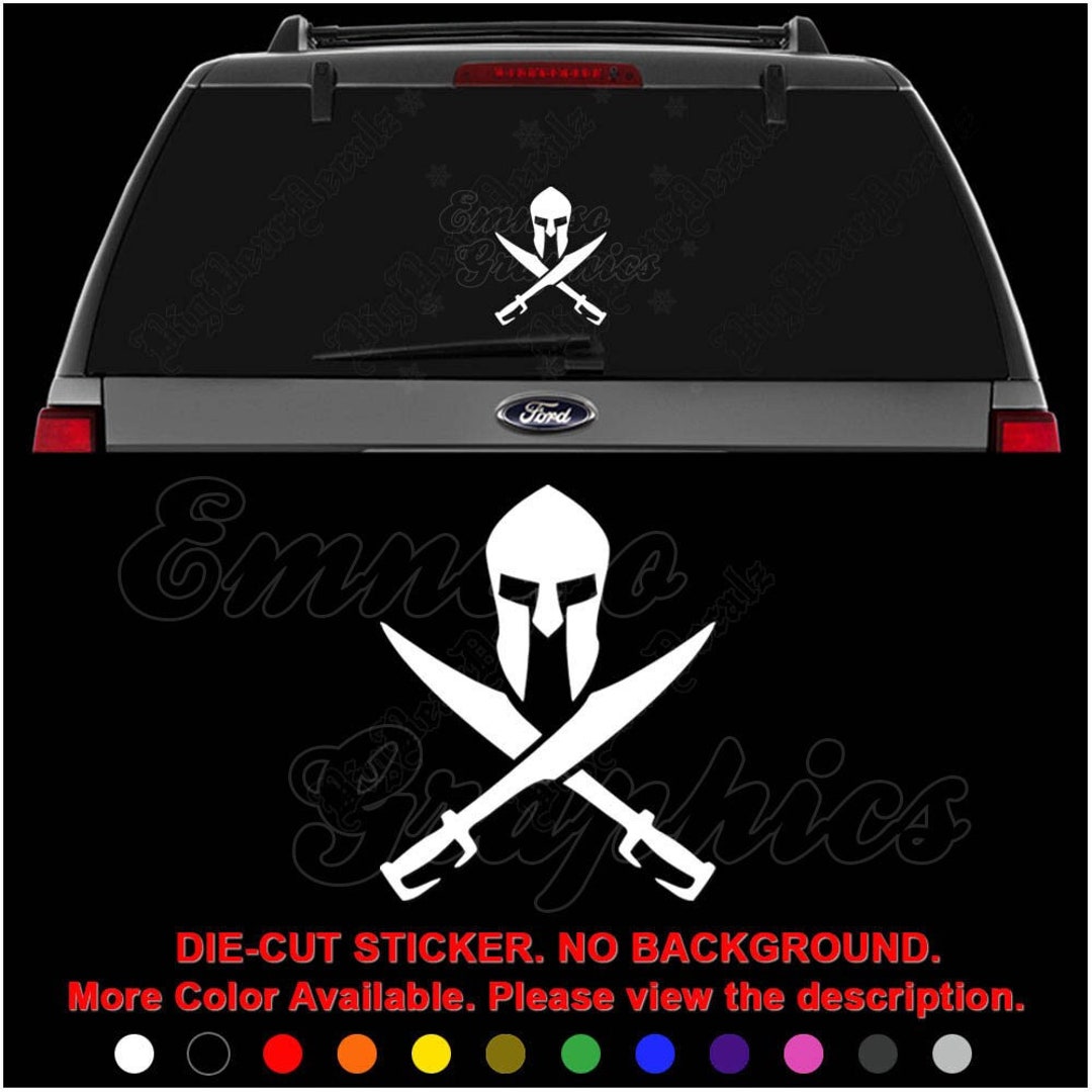 Crossed Spartan Swords Helmet Greek Decal Sticker for Car, Truck ...