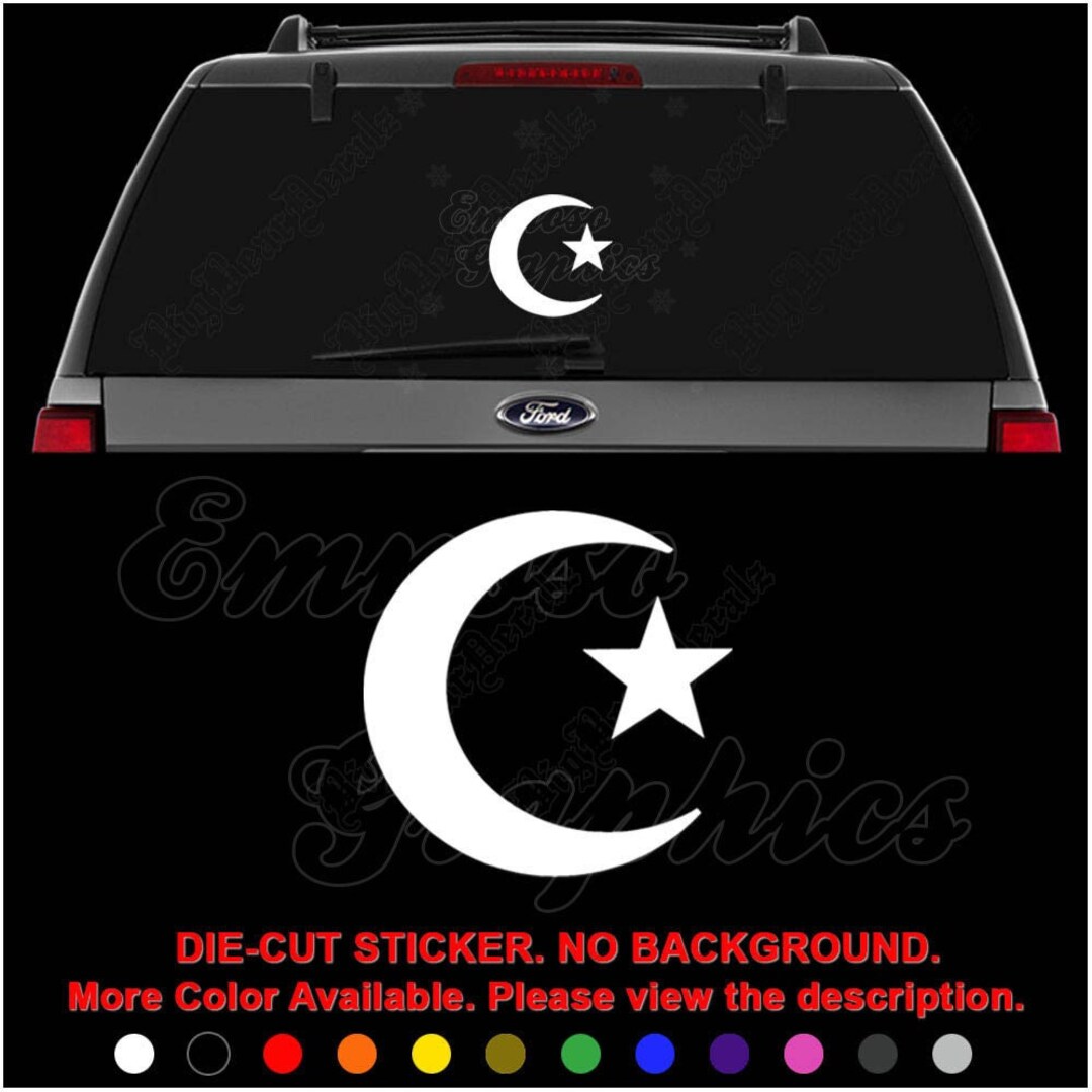 Islam Muslim Crescent Moon Star Symbol Decal Sticker for Car, Truck ...