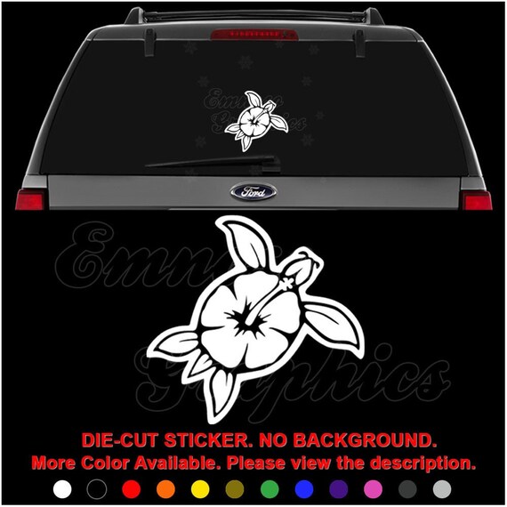 Hawaiian Hibiscus Flower Sea Turtle Decal Sticker for Car - Etsy