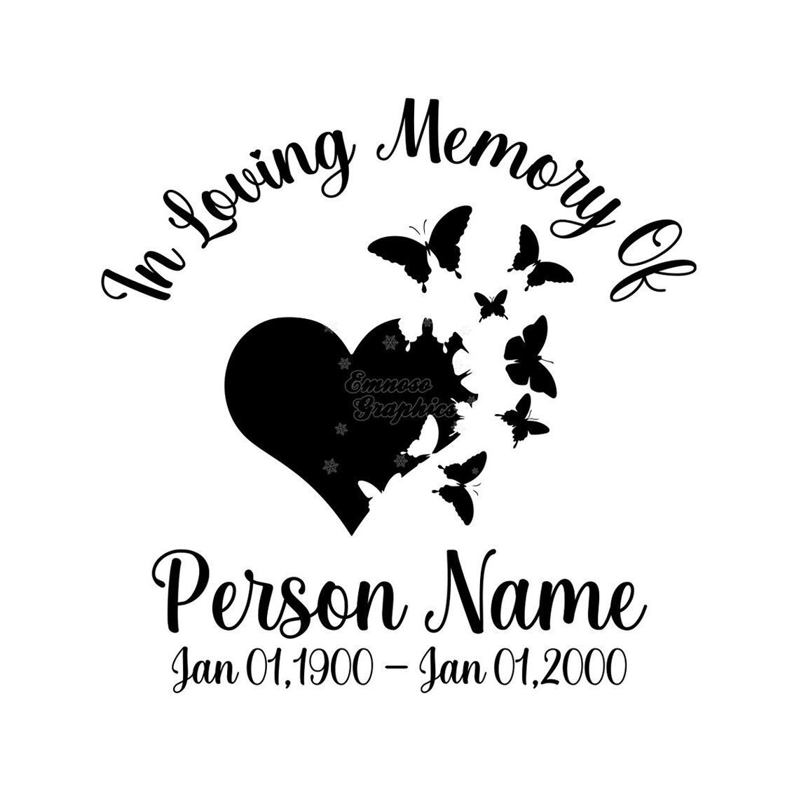 Custom in Loving Memory Memorial Heart Love Butterfly Die Cut - Etsy