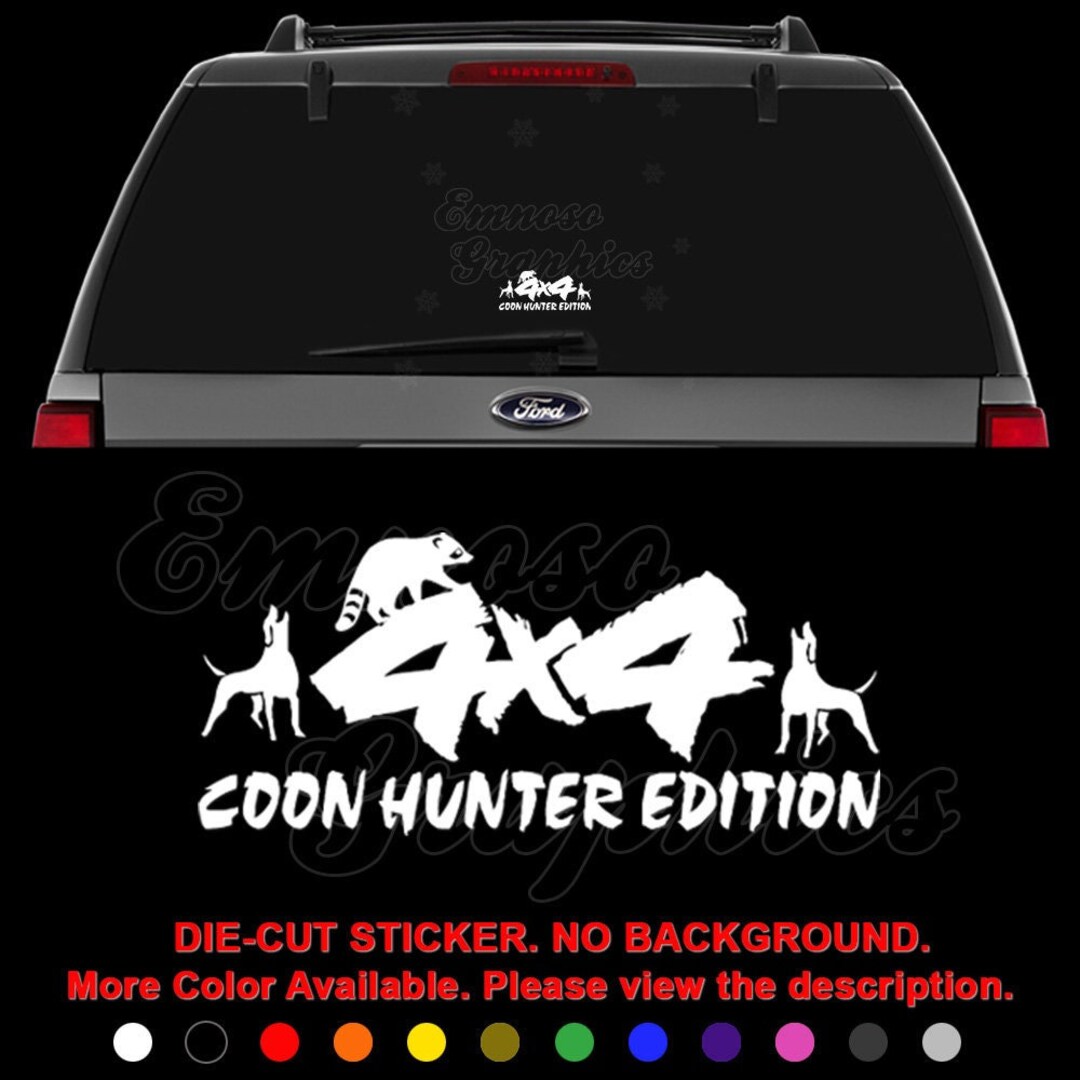 4x4 off Road Coon Hunter Edition Raccoon Decal Sticker for Car, Truck ...