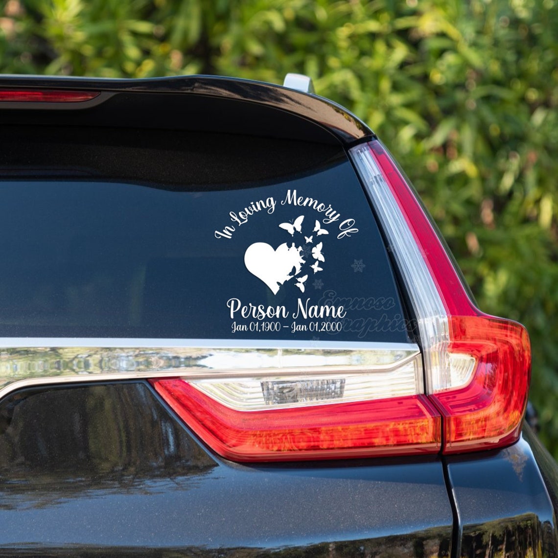 Custom in Loving Memory Memorial Heart Love Butterfly Die Cut Decal ...