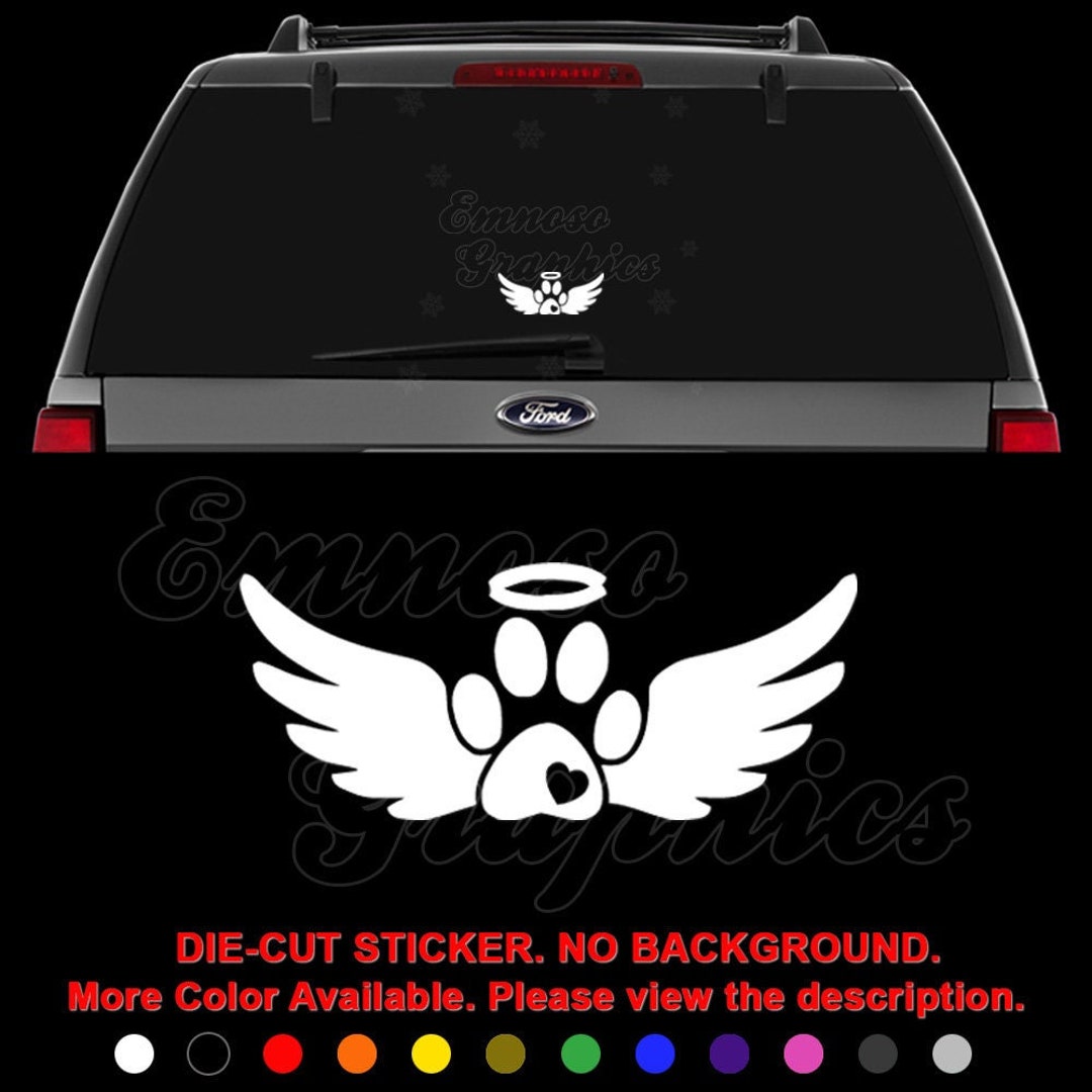 Dog Paw Angel Wings Heaven Decal Sticker for Car, Truck, Motorcycle ...