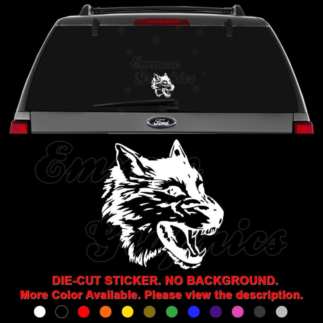 Angry Growling Wolf Head Decal Sticker for Car, Truck, Motorcycle ...