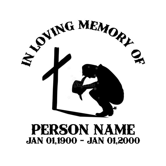 Custom in Loving Memory Memorial Cross Christian Cowboy Die - Etsy