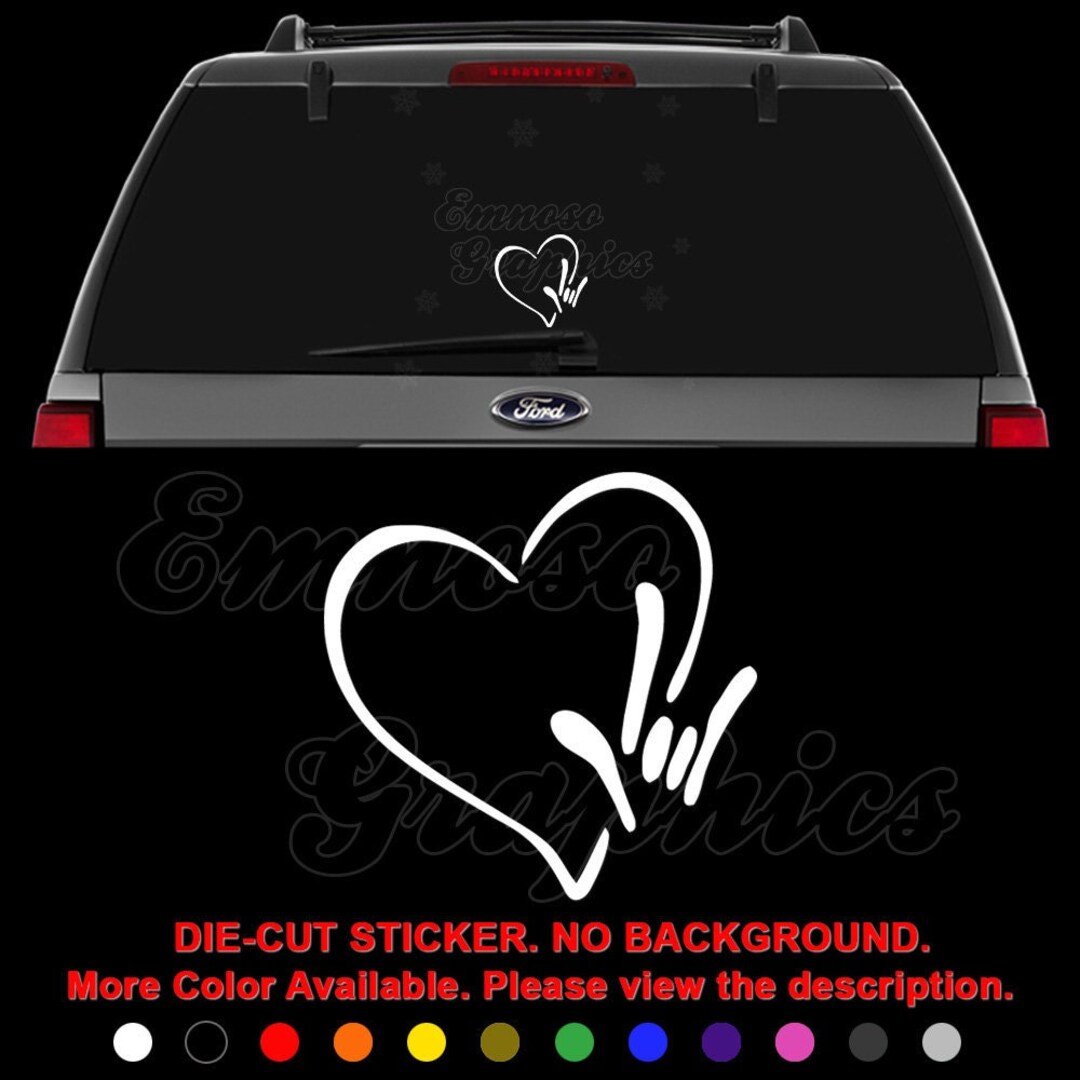 I Love You Sign Language Heart Decal Sticker for Car, Truck, Motorcycle ...