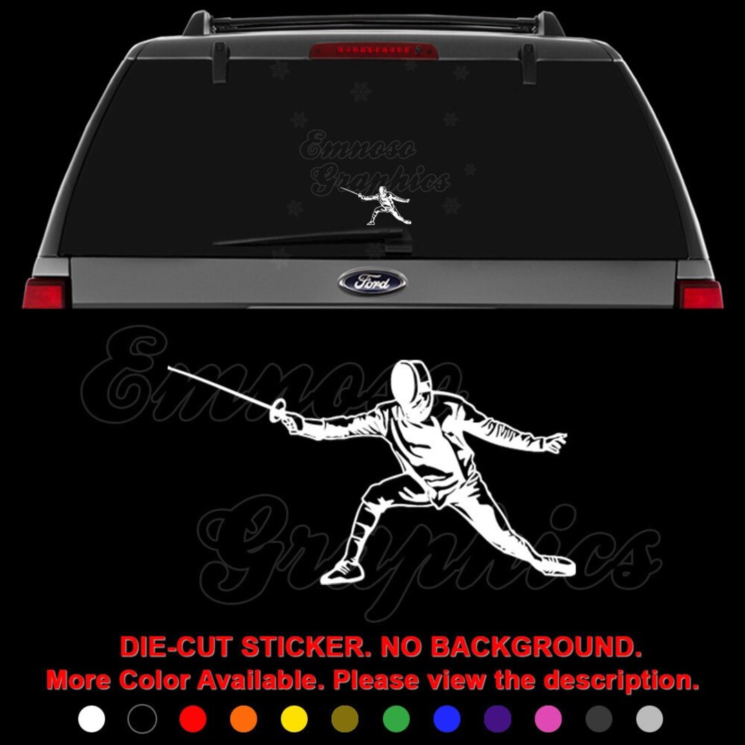 Fencing Sports Fencer Sword Fighting Decal Sticker for Car, Truck ...