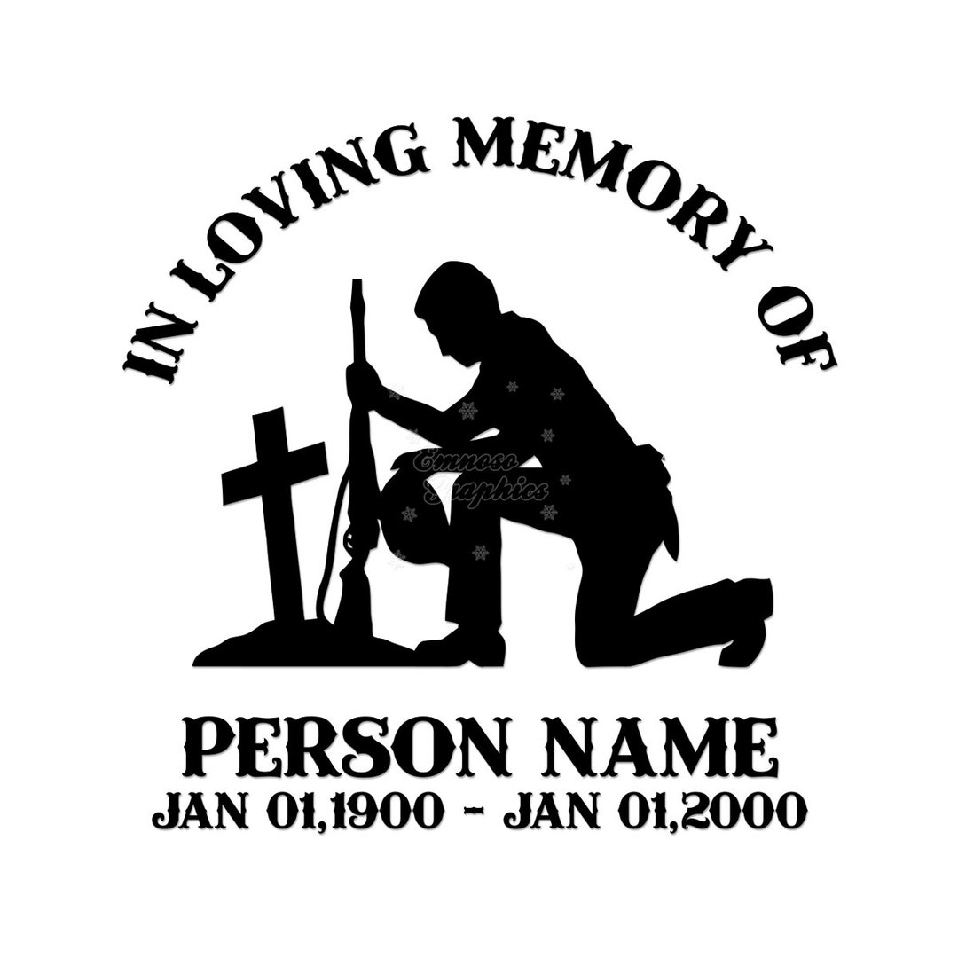 Custom in Loving Memory Memorial Fallen Soldier Military Cross Die Cut ...