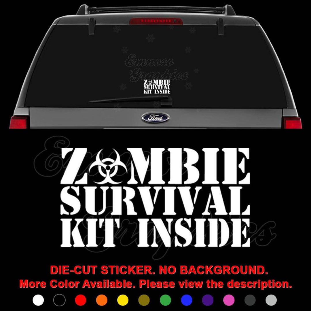 Zombie Survival Kit Inside Biohazard Decal Sticker for Car, Truck ...