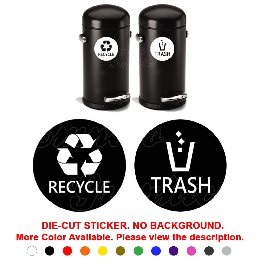 Recycle Trash Sign Recycling Waste Basket Bin 1 Set Decal Sticker for ...