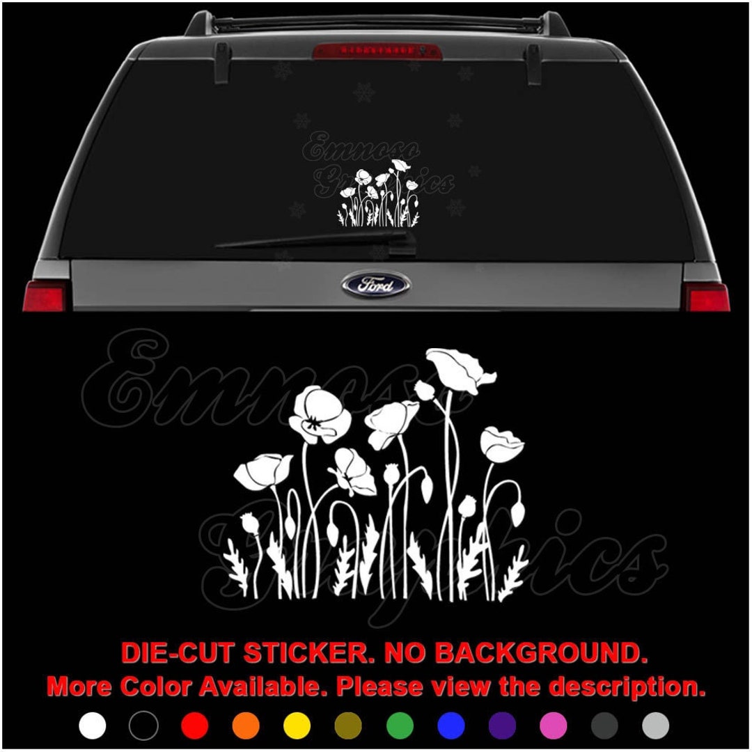 Poppy Flowers Garden Art Decal Sticker for Car, Truck, Motorcycle ...