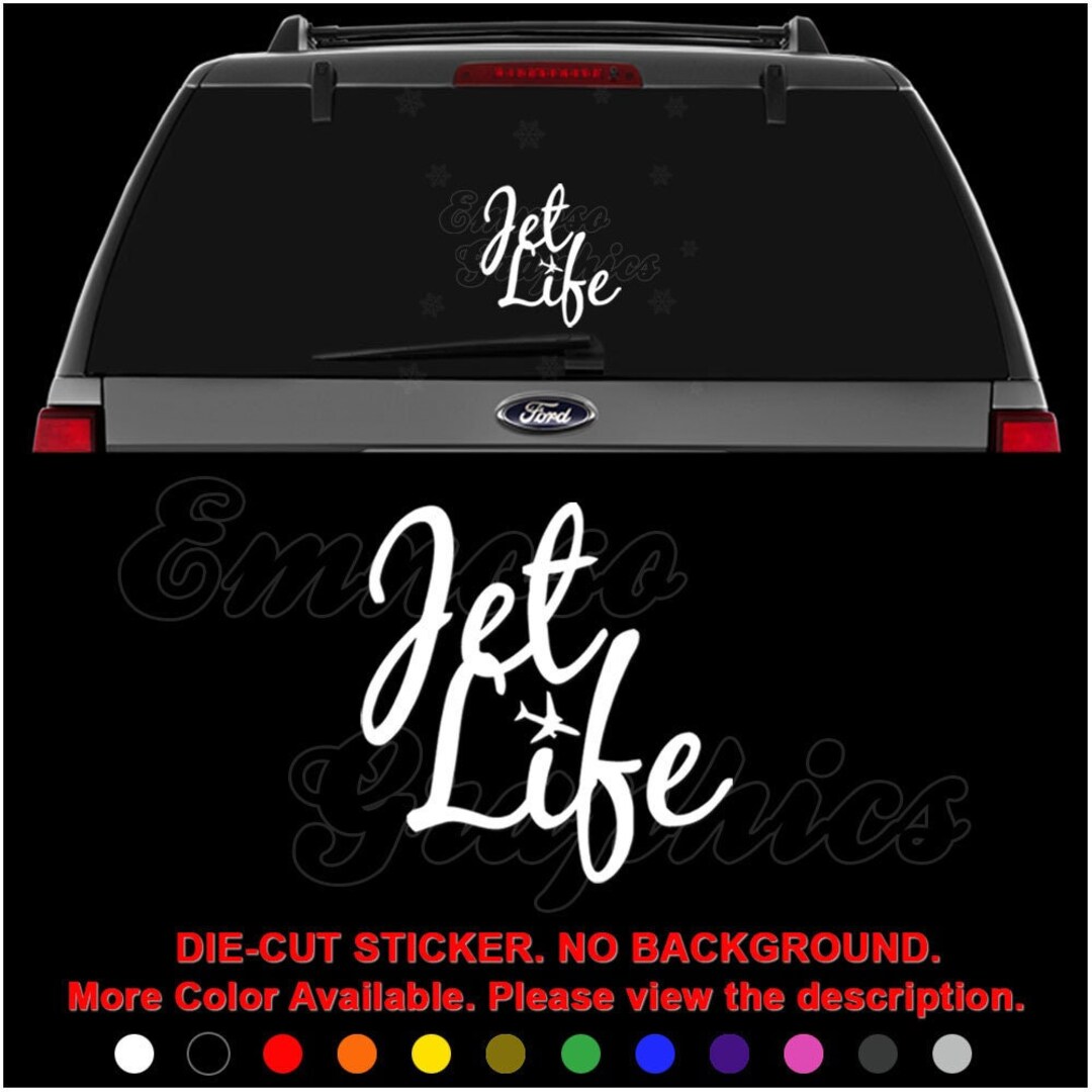 Jet Life Travel Airplane Pilot Commuter Decal Sticker for Car, Truck ...