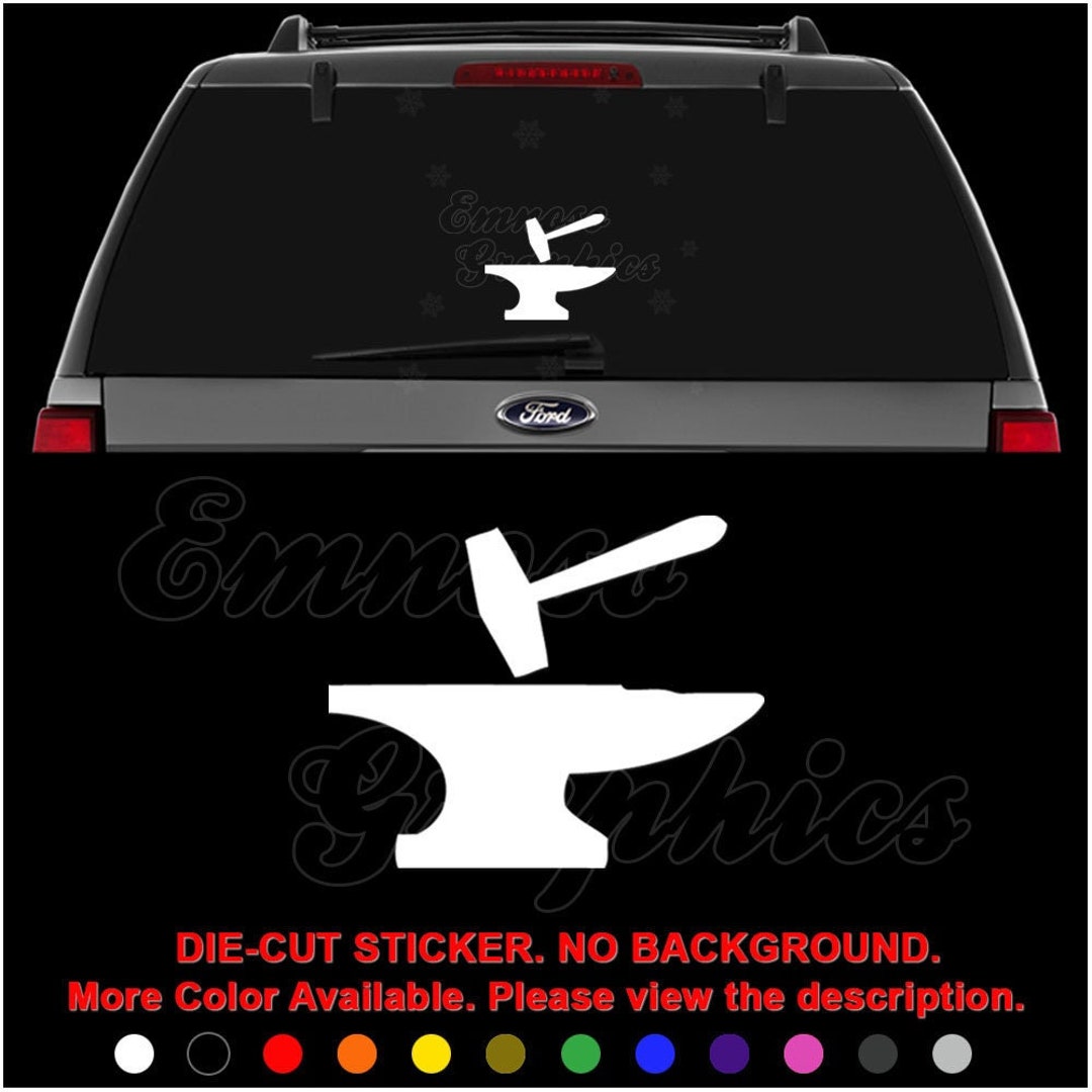 Blacksmith Hammer Anvil Metal Works Decal Sticker for Car, Truck ...