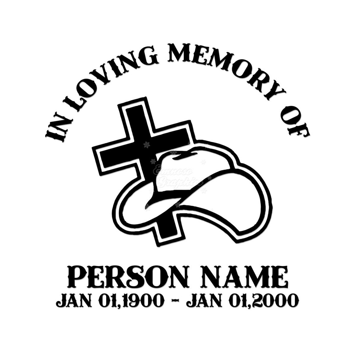 Custom in Loving Memory Memorial Christian Cross Cowboy Die Cut Decal ...