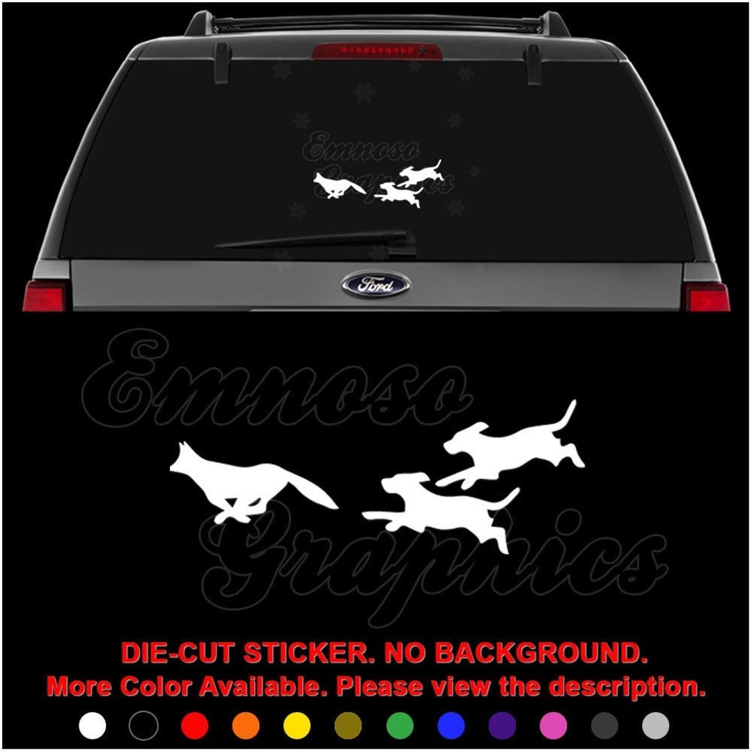 Dogs Chasing Fox Hunting Decal Sticker for Car, Truck, Motorcycle ...