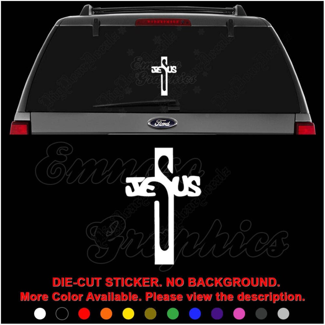 Christian Jesus Christ Cross Decal Sticker for Car, Truck, Motorcycle ...