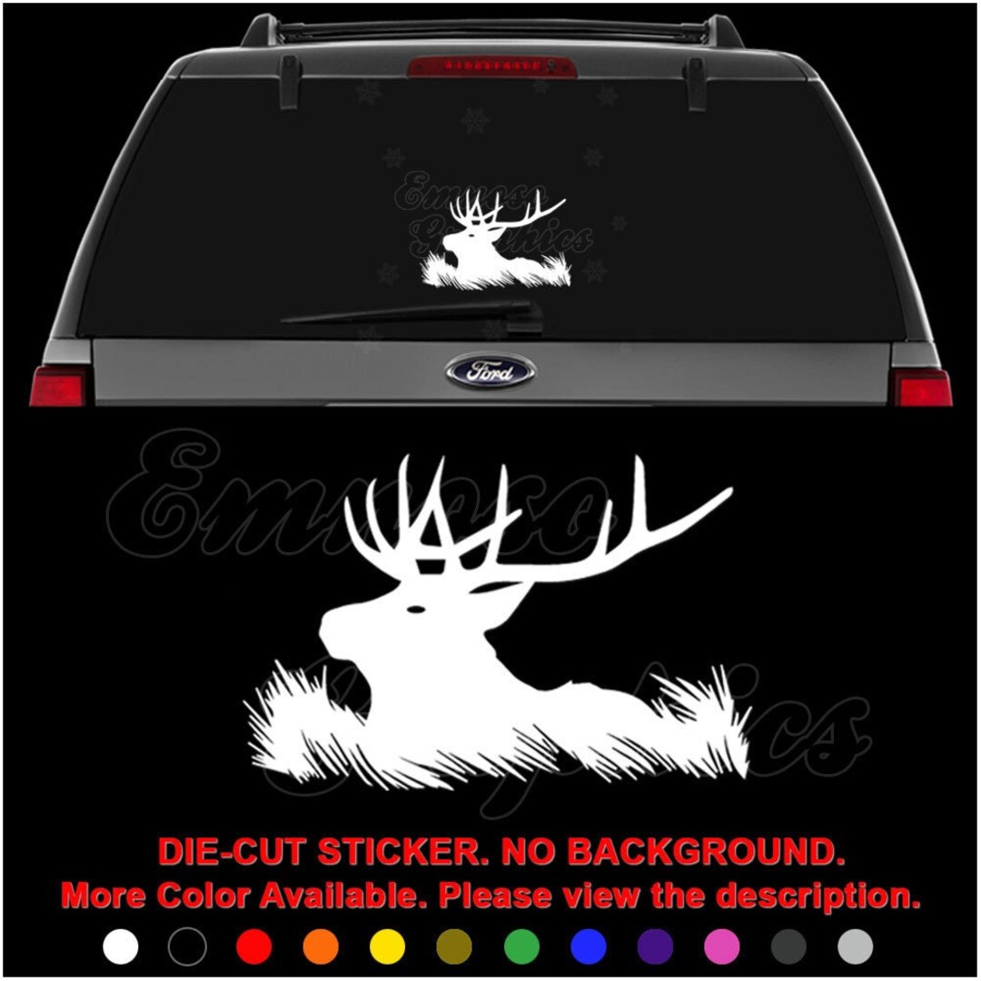 Elk Deer Buck Head Antler Hunting Decal Sticker for Car, Truck ...