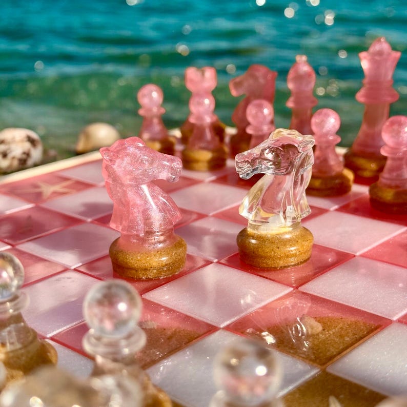 Luxury Chess Set | Handmade Ocean-beach Chess Board With Real Seashells ...
