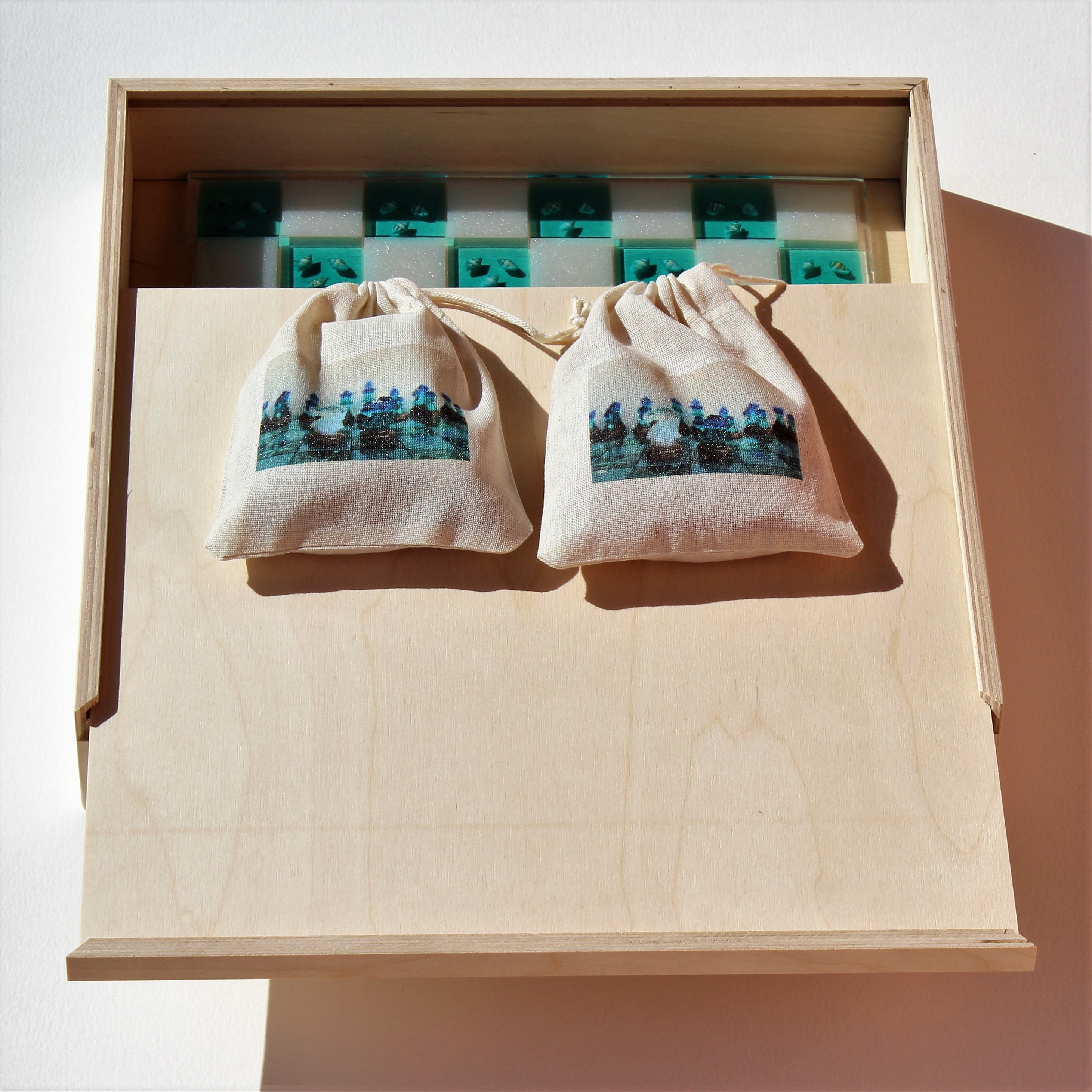 Ocean Blue Chess Set With Storage Custom Resin Chess and - Etsy