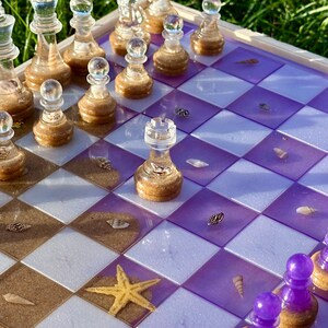 Luxury Chess Set, Handmade Ocean, Beach Chess Board With Real Seashells ...