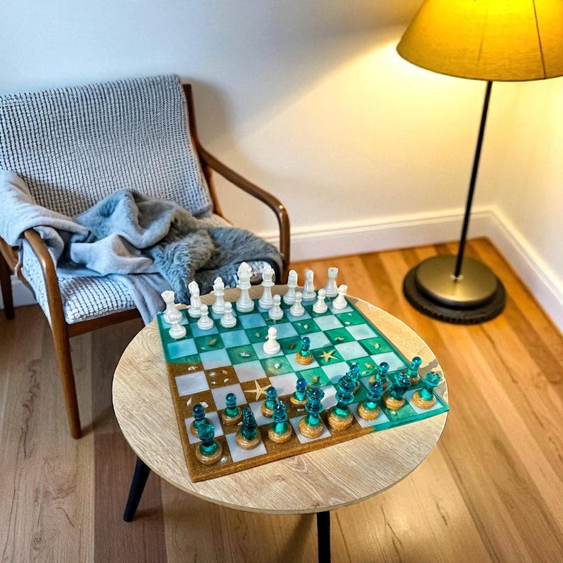 Beach Chess Set, Ocean Beach Themed Resin Chess Board and Pieces ...