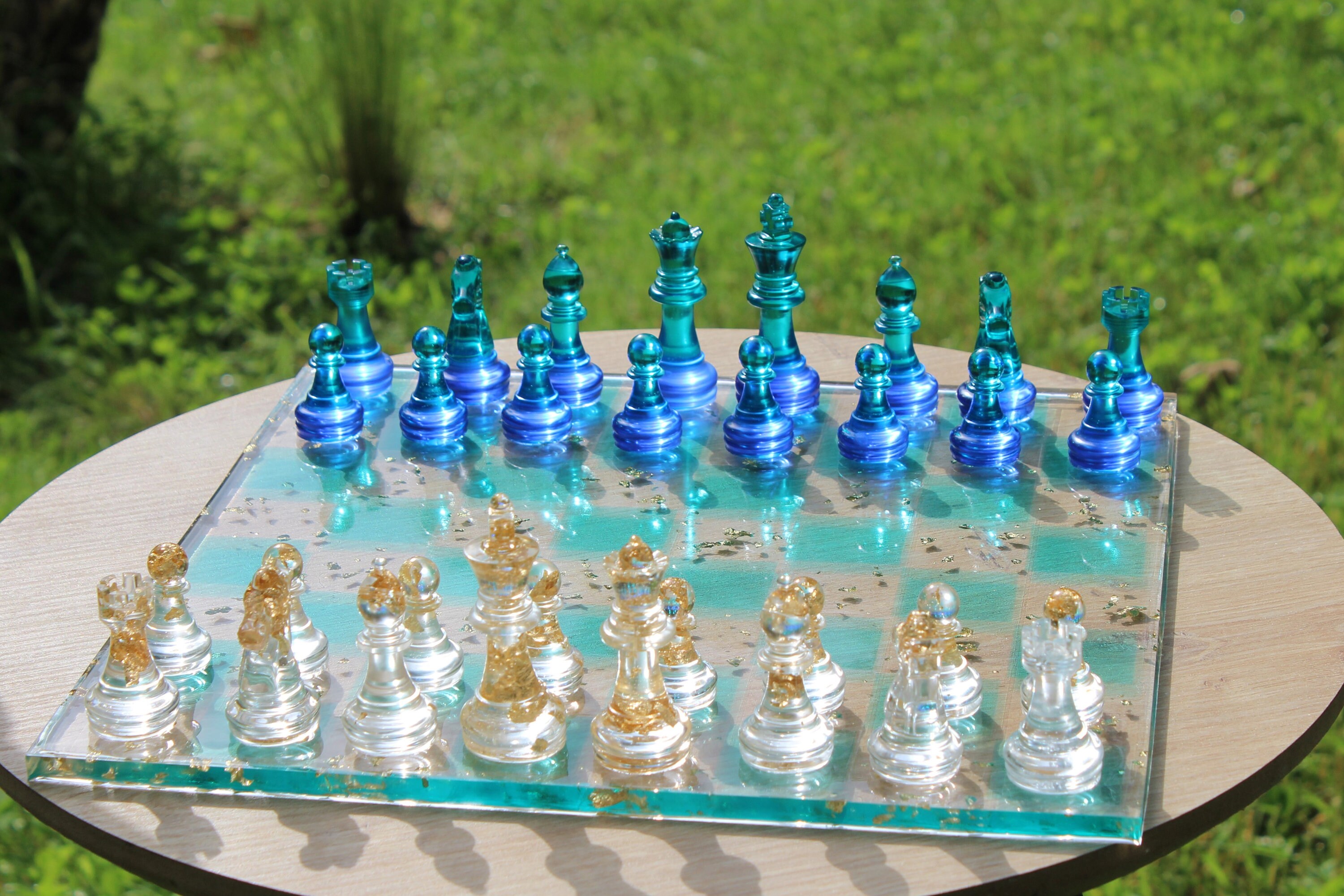 Ocean Blue Chess Set With Storage Custom Resin Chess and - Etsy