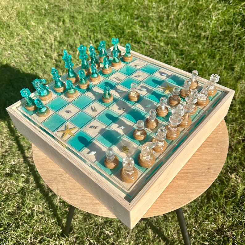Luxury Ocean Chess Set, Beach Themed Chess Set, Handmade High Quality ...